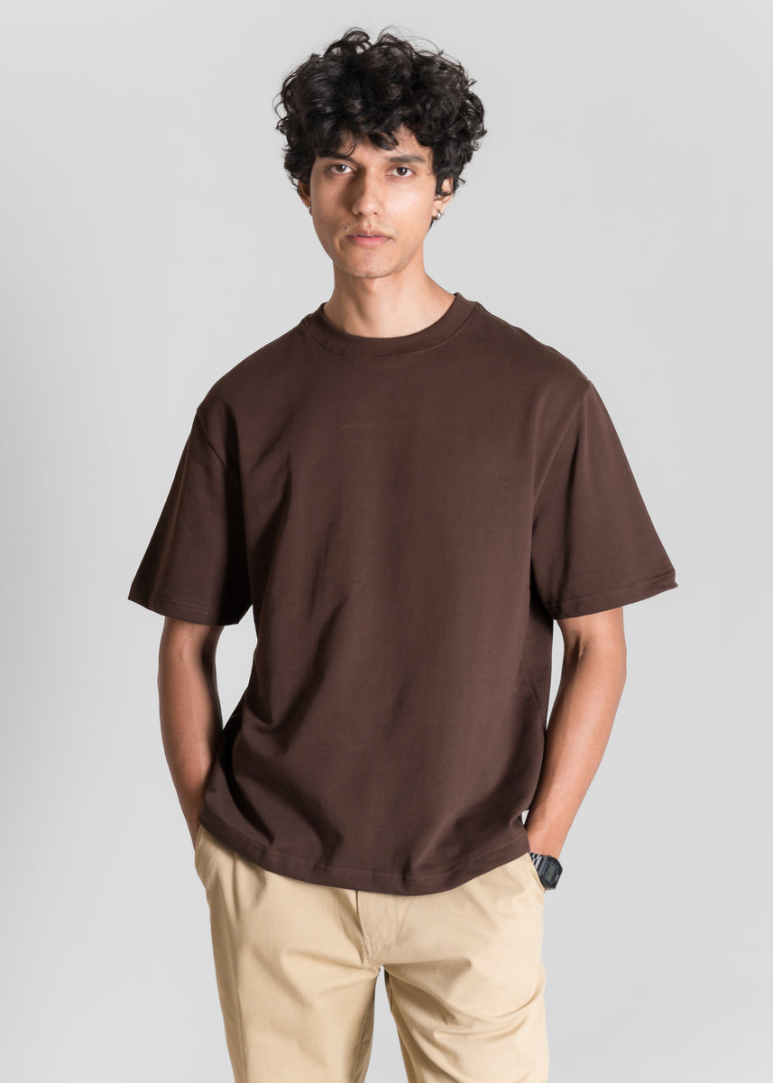 Heavy Box-Fit T-shirt — Dark Brown – Desi Minimals